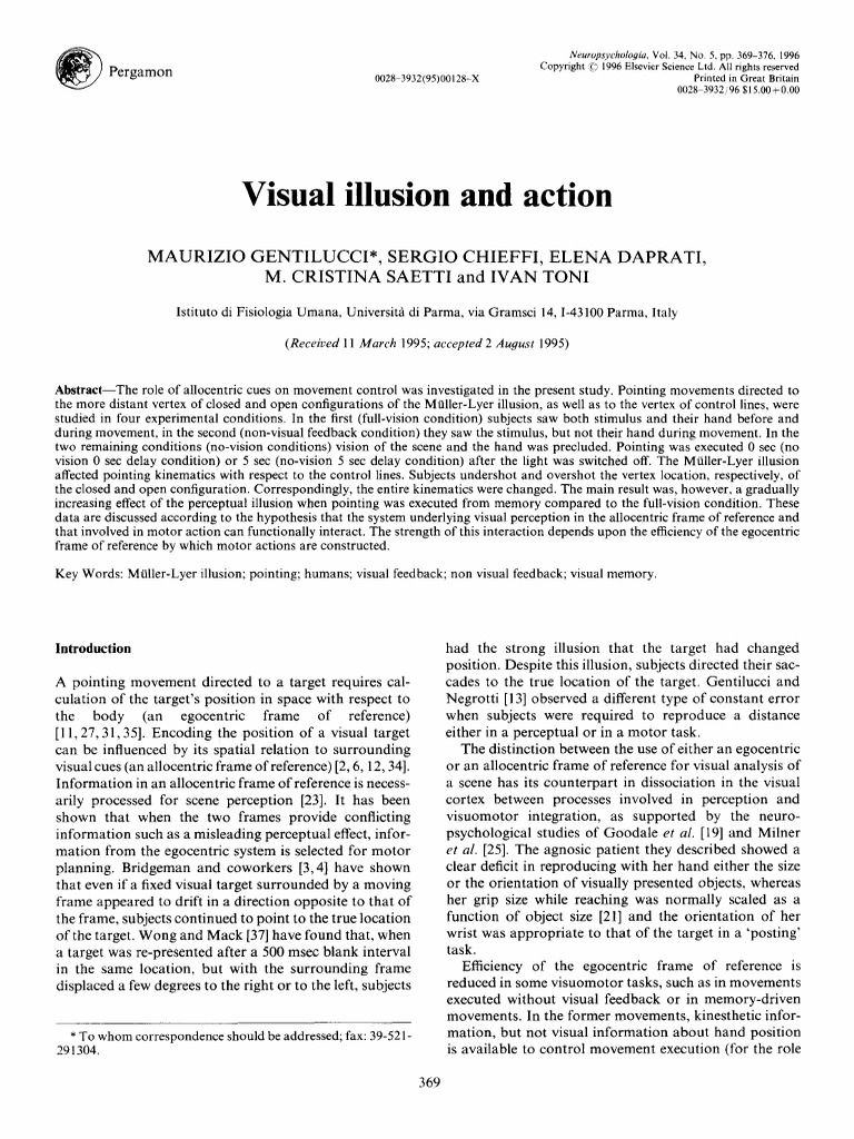 Visual Illusion and Action | PDF | Visual System | Perception