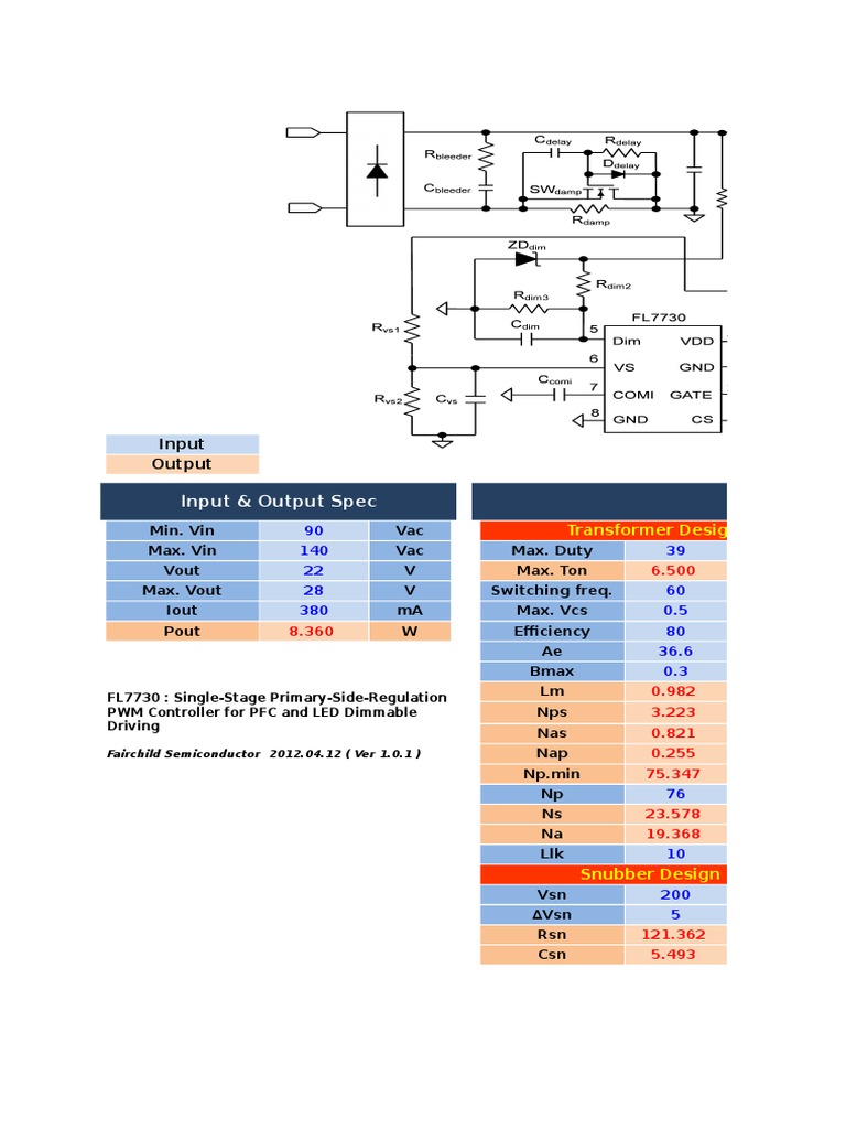 LED Driver FL7730 PSR PFC Flyback With Dimming | PDF