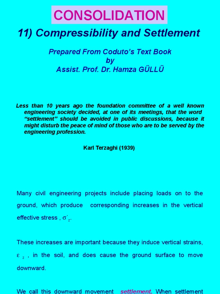 Chapter11 Coduto CompressibilityAndSettlement | PDF | Deformation ...