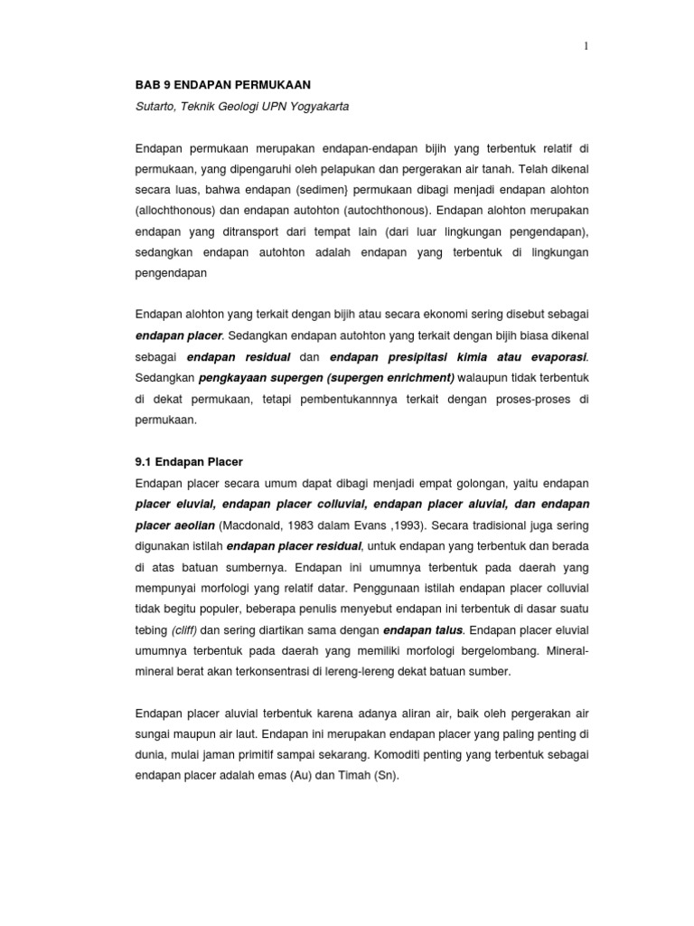 Endapan Permukaan (Residual Dan Supergen) | PDF