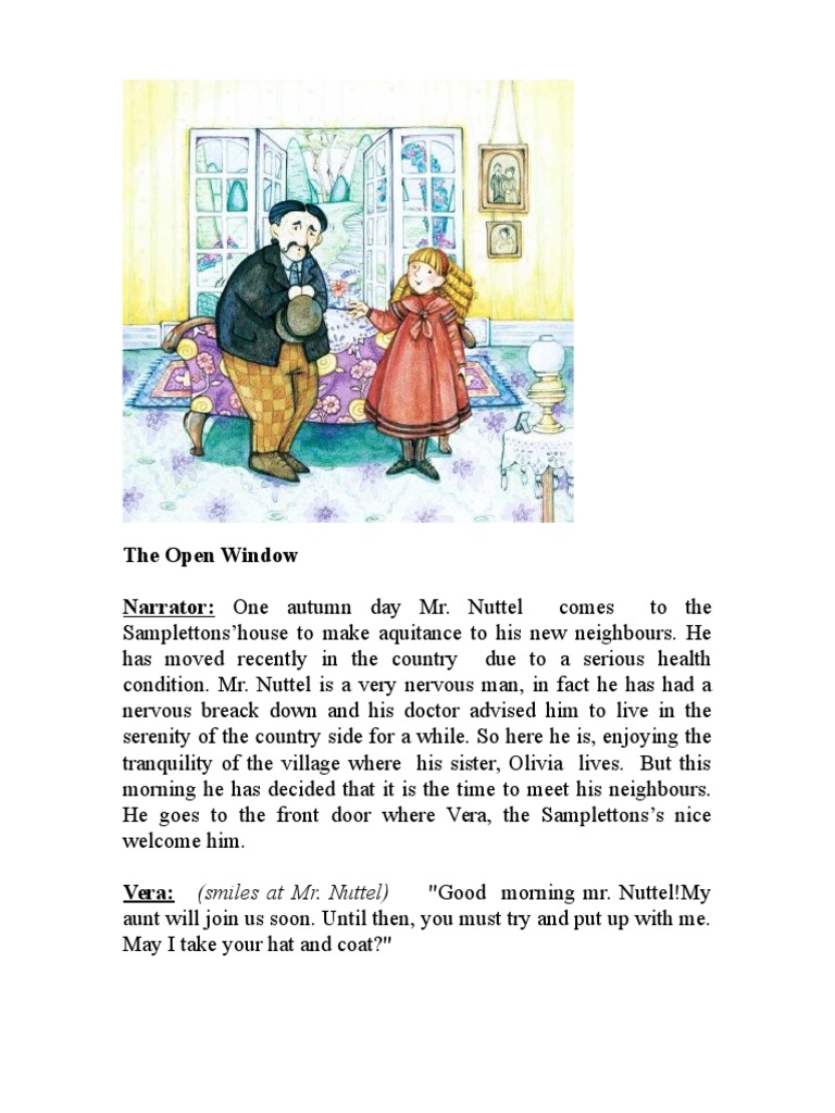 The Open Window Narrator: One Autumn Day Mr. Nuttel Comes To The | PDF ...