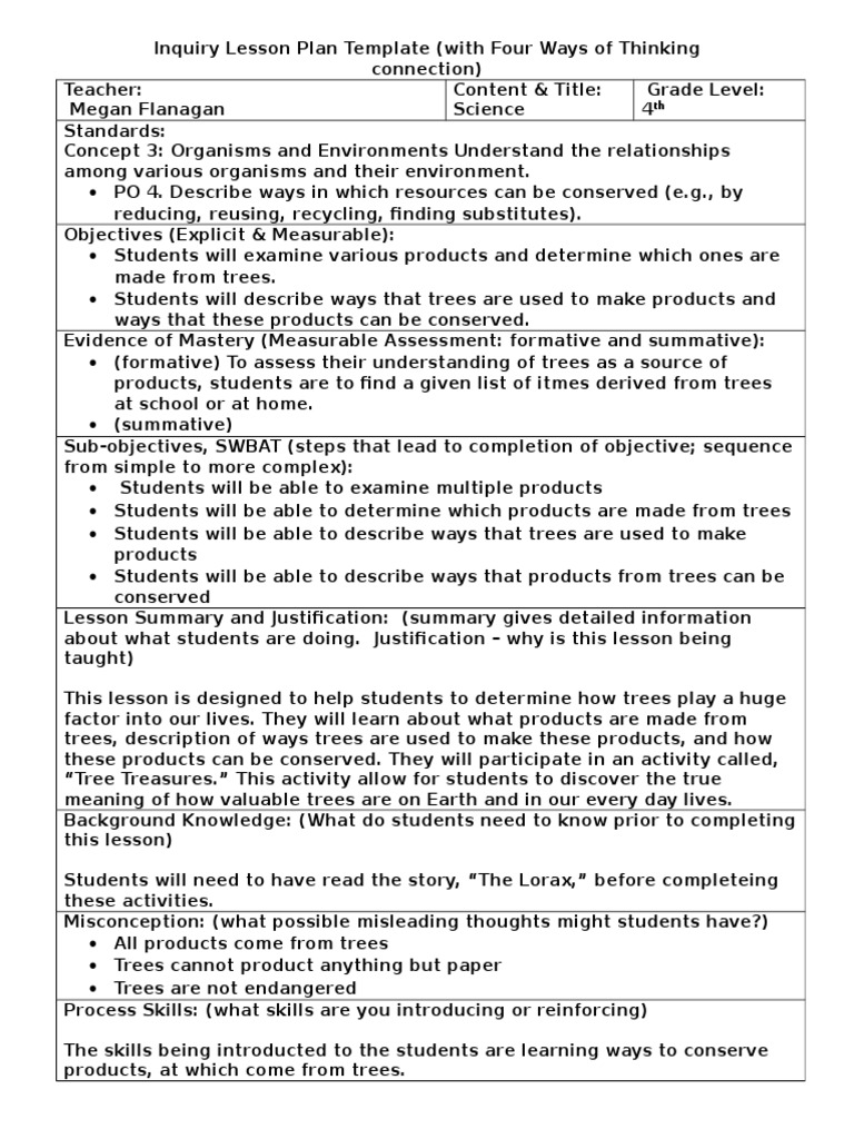 Lorax Lesson Plan | PDF | Wood | Lesson Plan