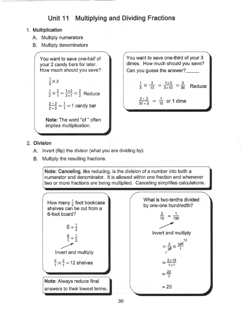 Multiplying and Dividing: 1. Multiplication A. Multiplynumerators B ...