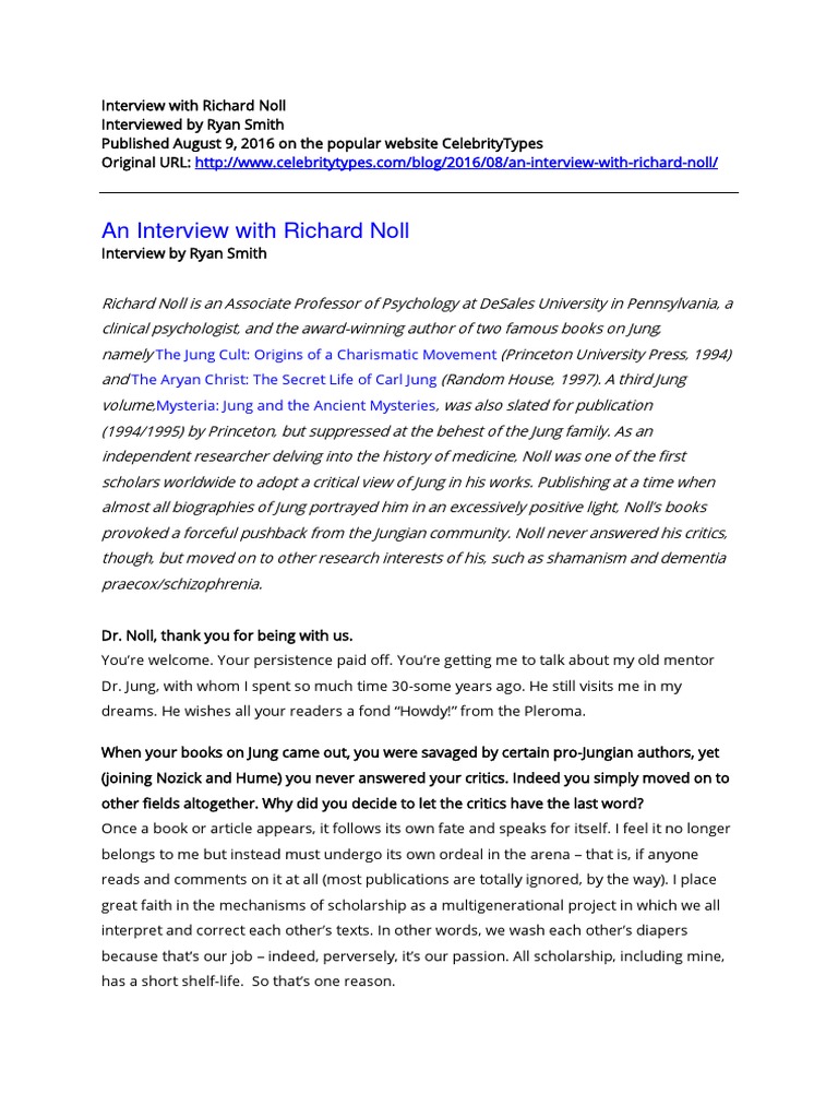 Richard Noll on Jung and Scholarship | PDF | Carl Jung | Personality Type
