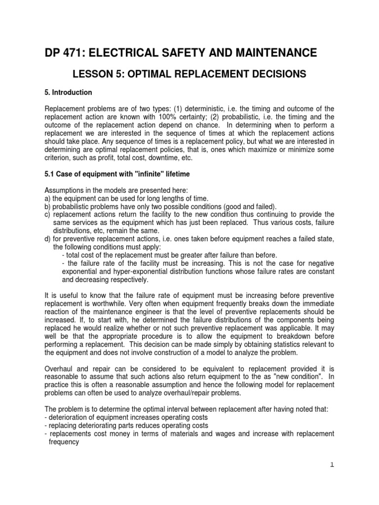 Determining Optimal Preventive Maintenance Replacement Intervals ...