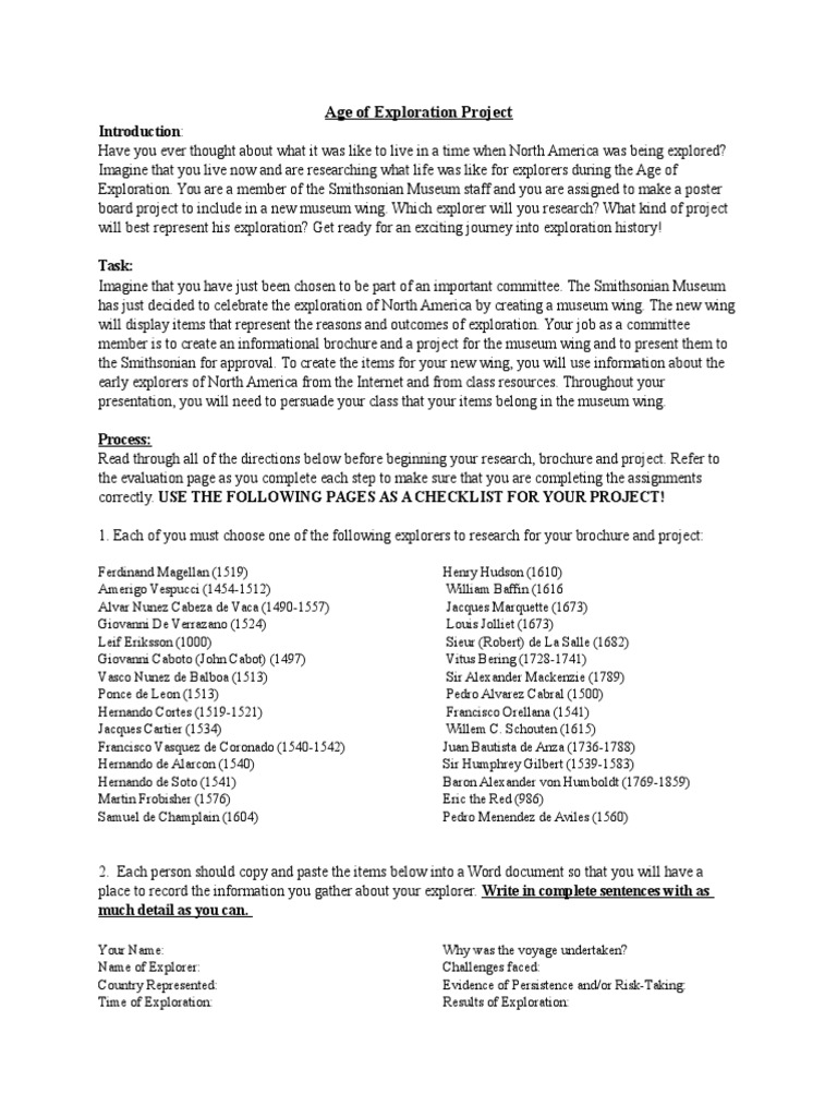 Age of Exploration Project | PDF | Exploration | Colonization Of The ...