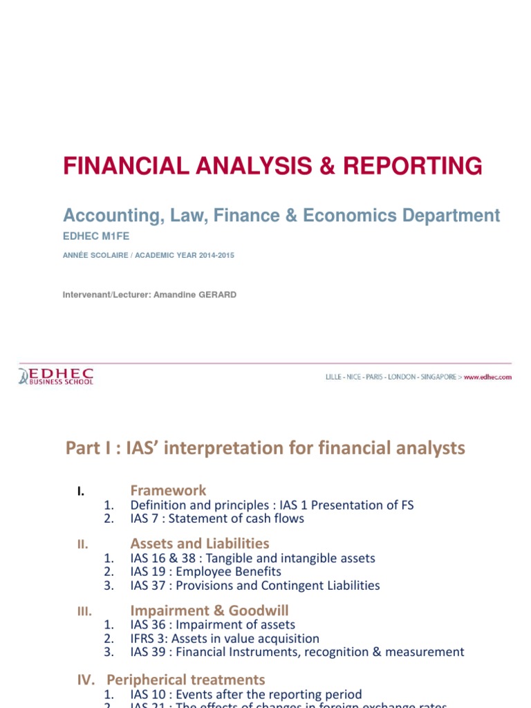 Financial Analysis & Reporting Part II Course I - Oral Version | PDF ...