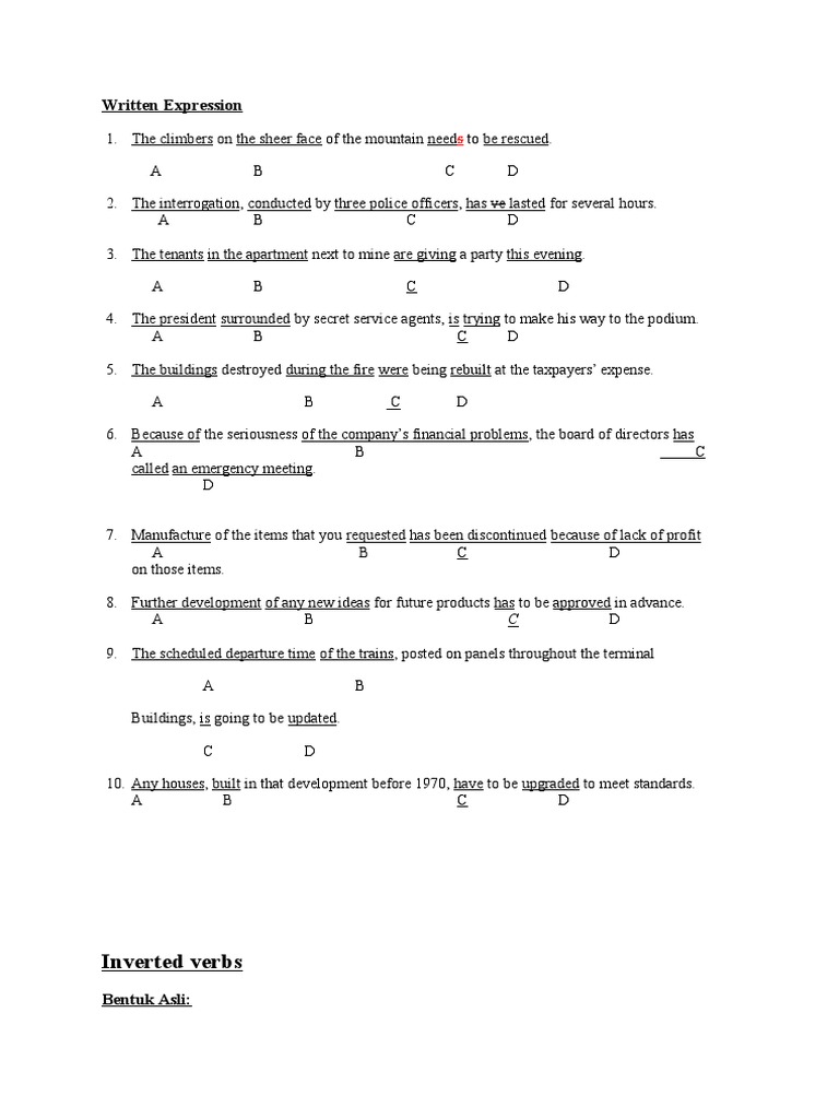 Written Expression Subject and Verb Agreement After Prepositional ...