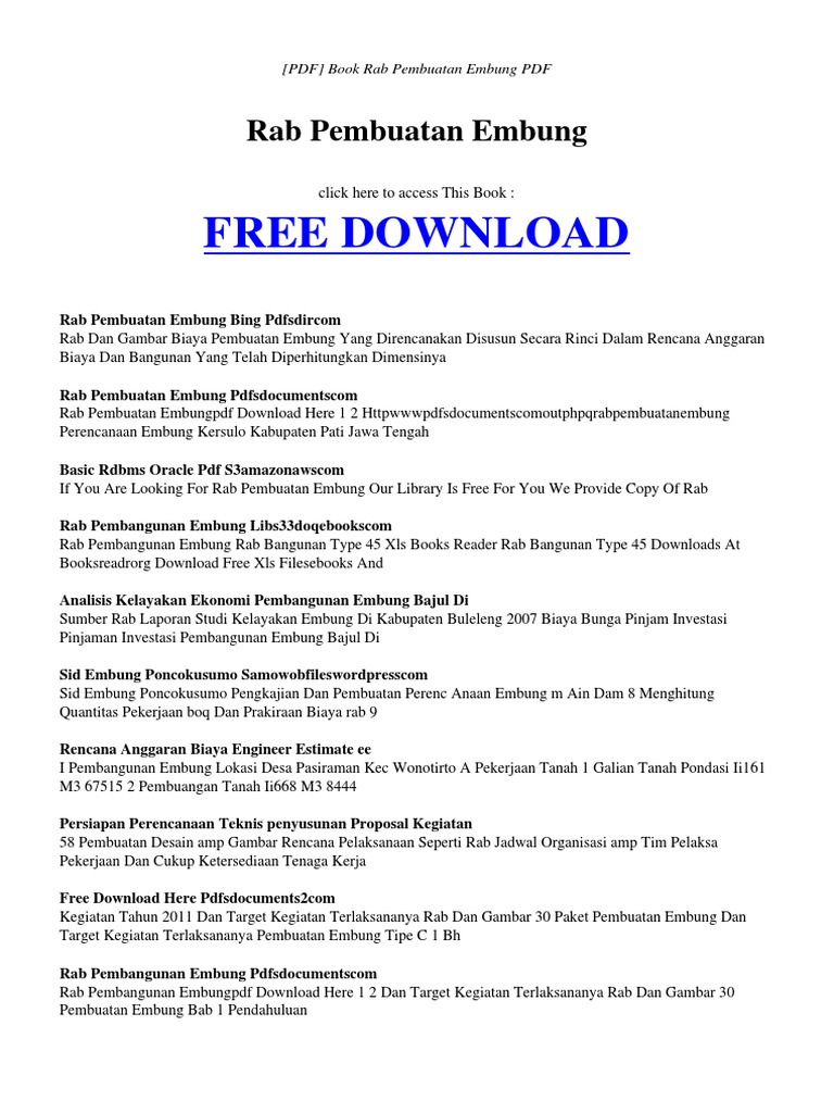 Rab Pembuatan Embung | PDF