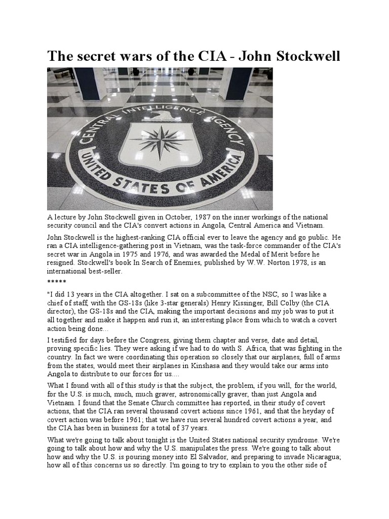 The secret wars of the CIA - John Stockwell.pdf | Contras | Central ...