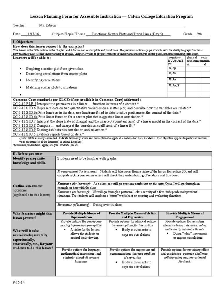 Lesson Plan 5 | PDF | Scatter Plot | Correlation And Dependence