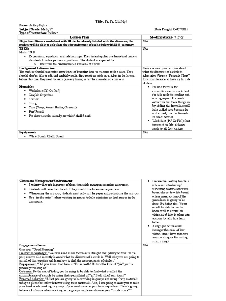 Microteach 2 | PDF | Circle | Pi