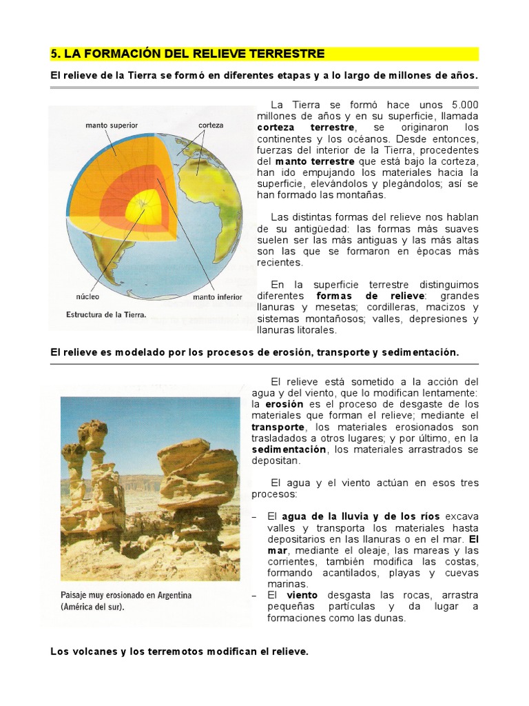 La Formacion Del Relieve Terrestre | PDF | Terreno | Tierra