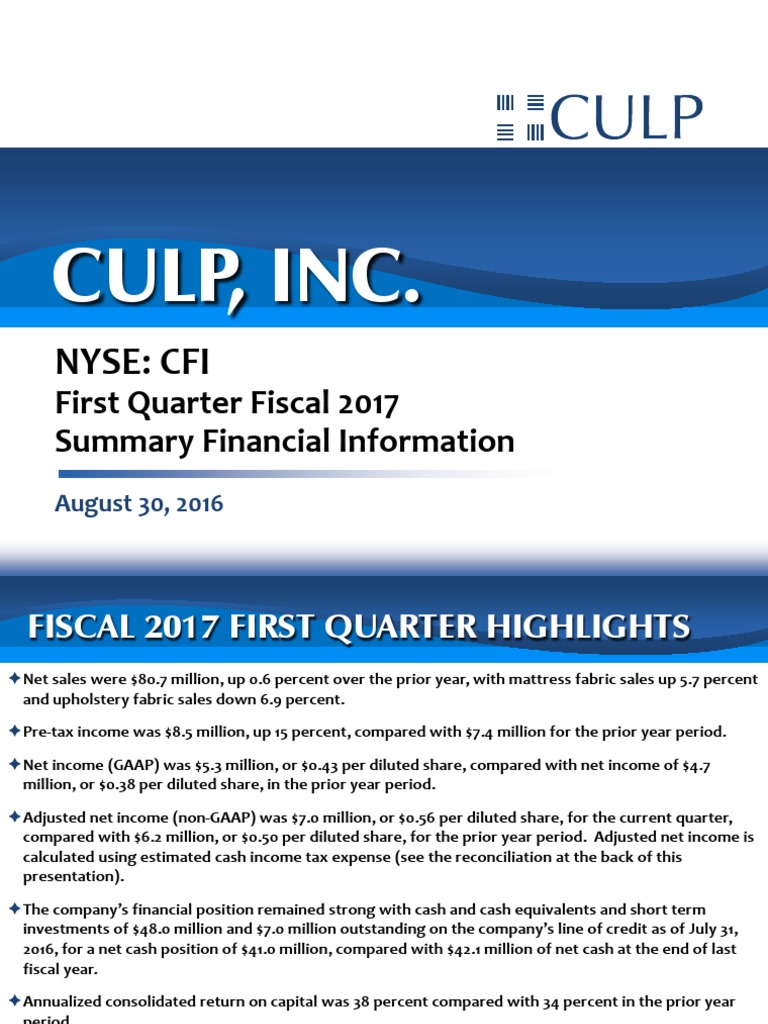 CFI Web Q12017revised | PDF | Tax Rate | Free Cash Flow