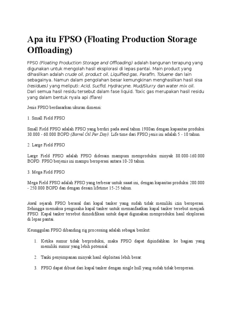 Apa Itu FPSO | PDF
