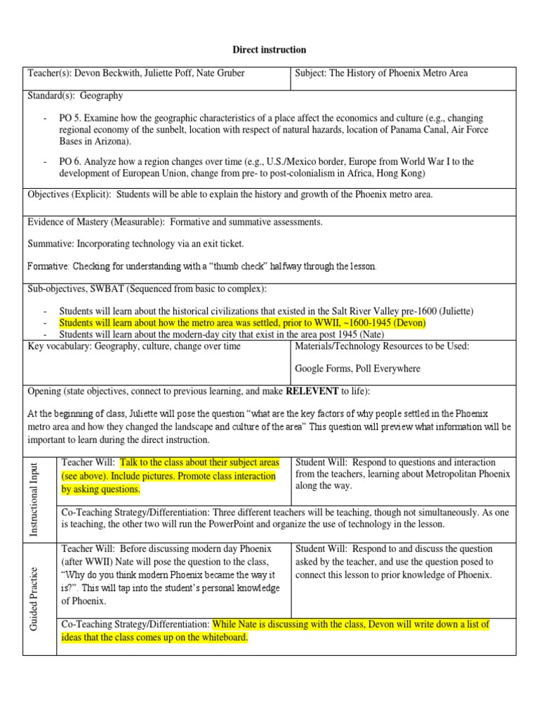 Lesson Plan Team Teach | PDF | Geography | Lesson Plan
