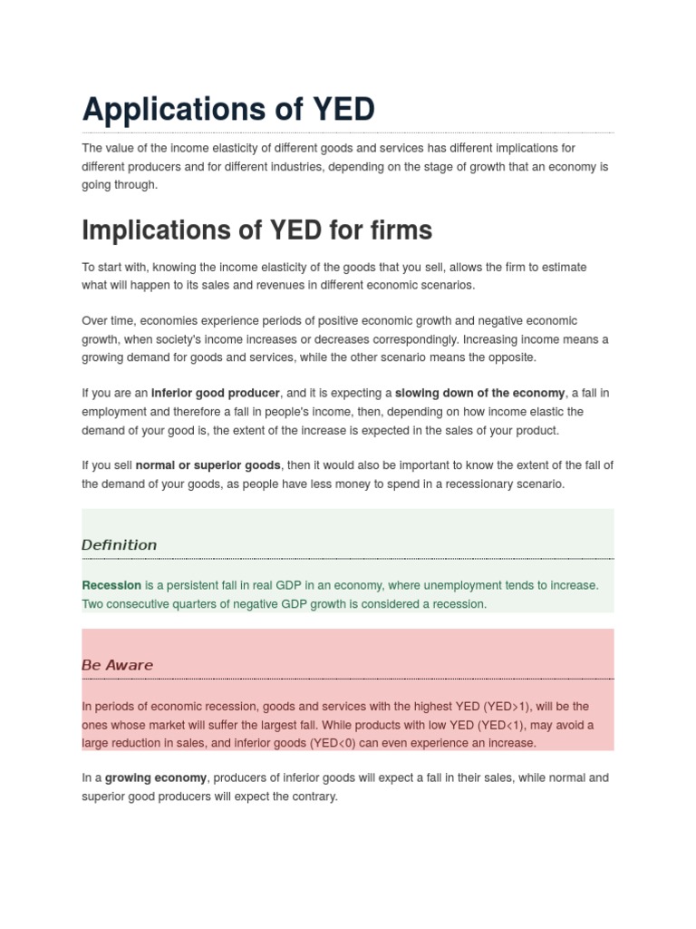 Applications of YED | PDF | Recession | Economic Growth