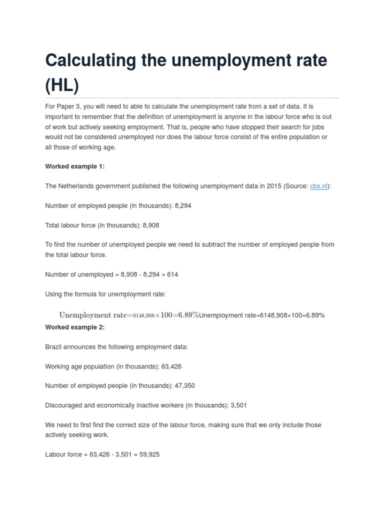 Calculating The Unemployment Rate | PDF