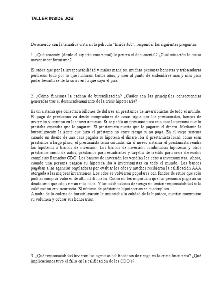 Análisis de la crisis financiera de 2008 a través del documental Inside ...