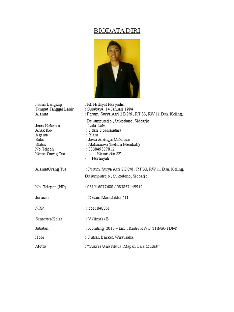 Biodata Diri Dayat | PDF