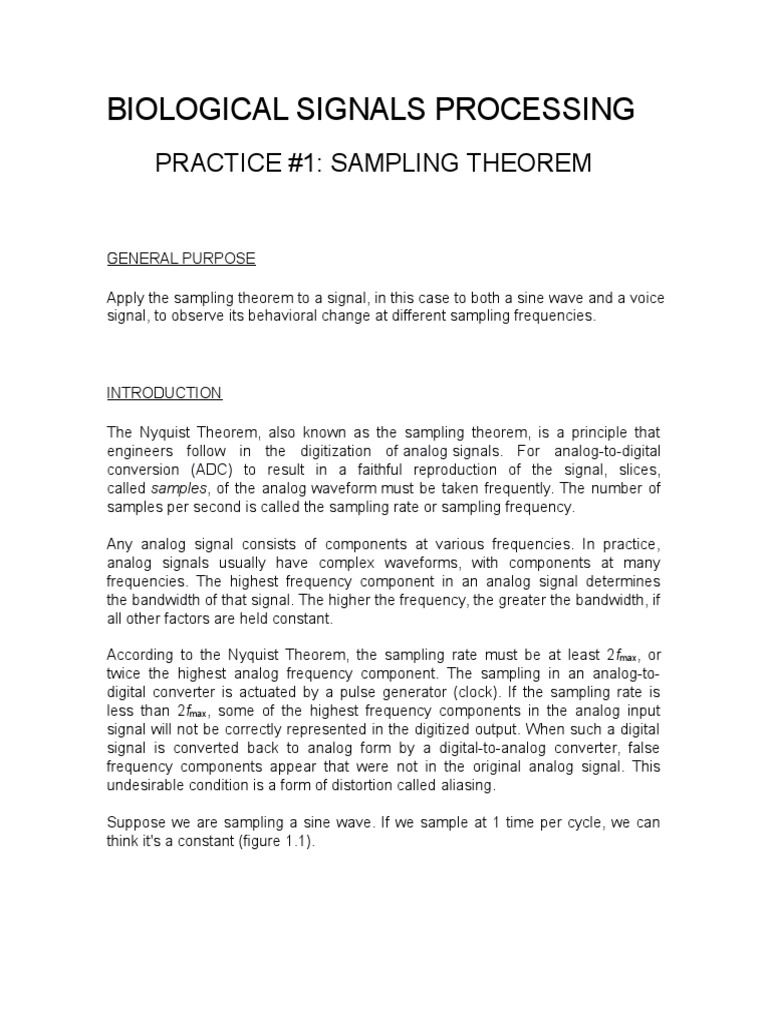 Sampling Theorem | PDF | Sampling (Signal Processing) | Analog To ...