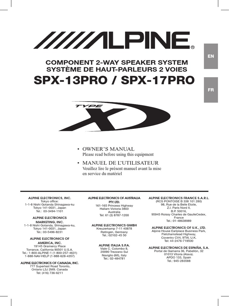 Alpine Spx-17pro en | PDF | Risk | Decibel