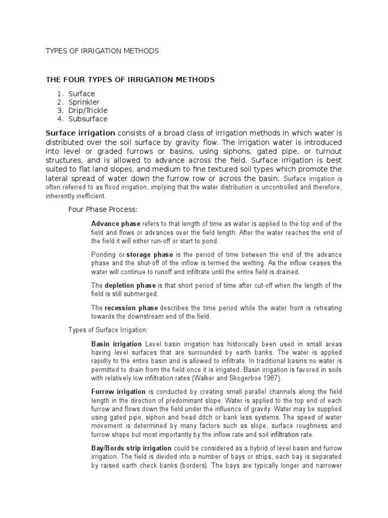 Overview of Irrigation Methods | PDF | Physical Geography | Natural ...