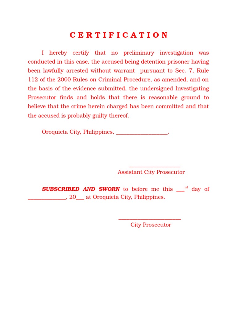 Certification Blank Form | PDF