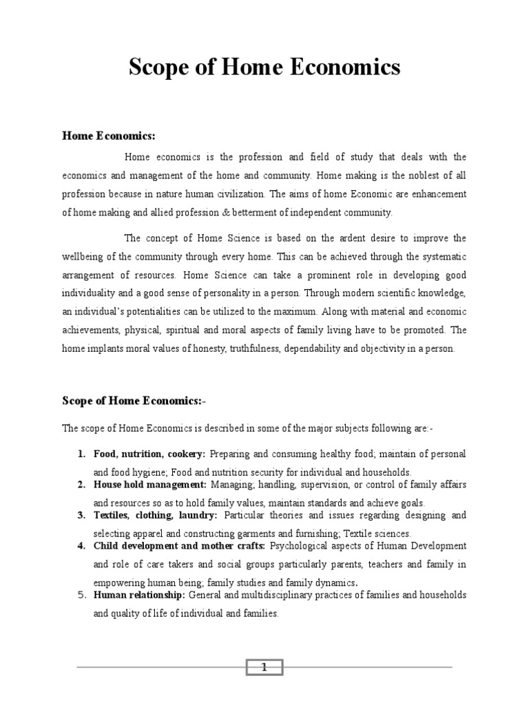 Scope of Home Economics | PDF