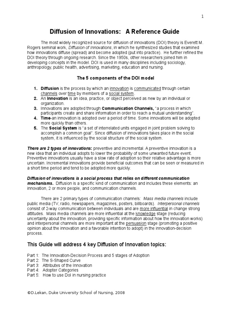 Diffusion of Innovations: A Reference Guide: The 5 Components of The ...
