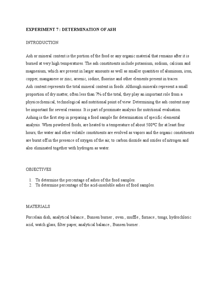 Determination of Ash | PDF | Minerals | Magnesium