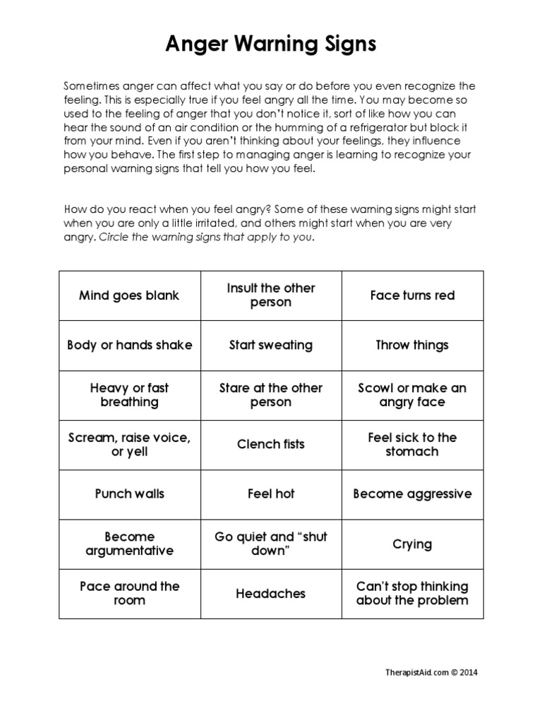 Anger Warning Signs | PDF