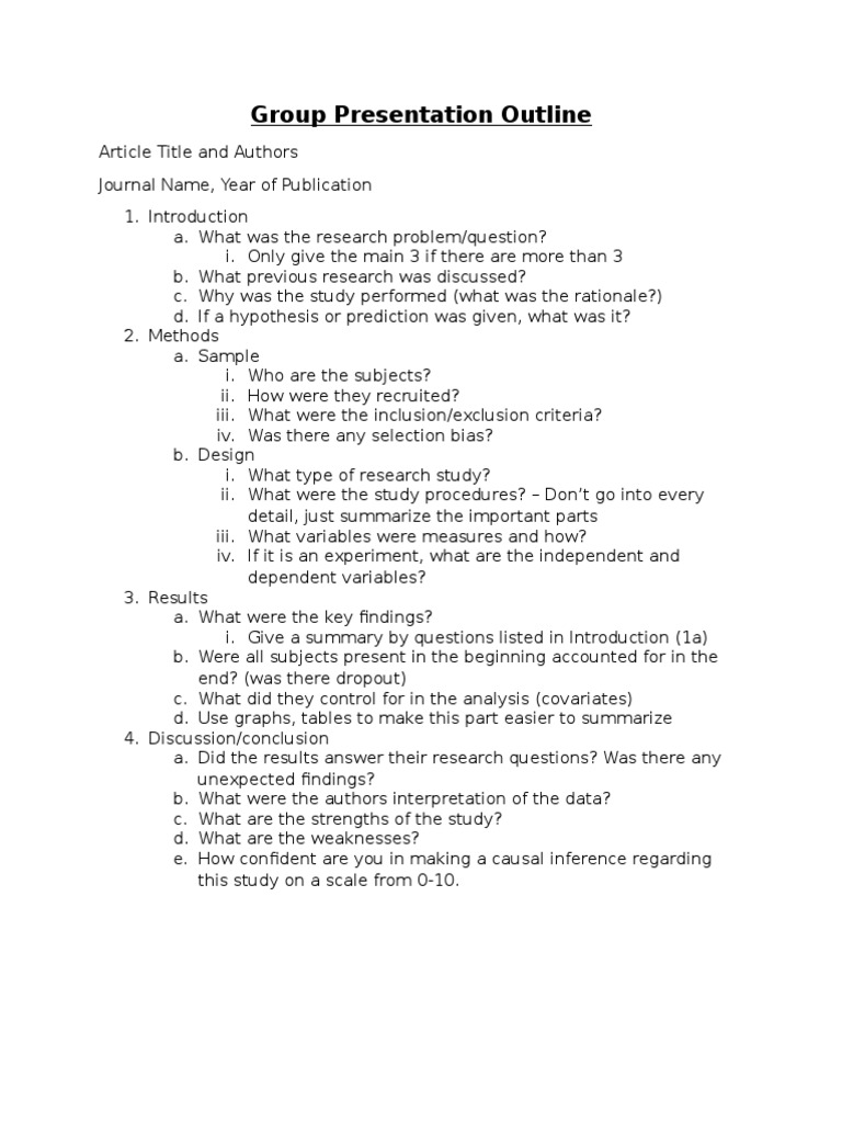 Group Presentation Outline | Dependent And Independent Variables ...
