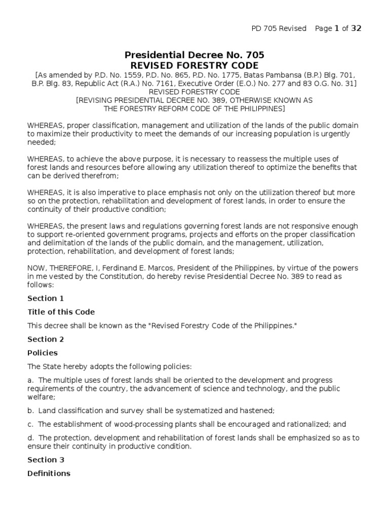 Pd705 Revised | PDF | Forests | Logging
