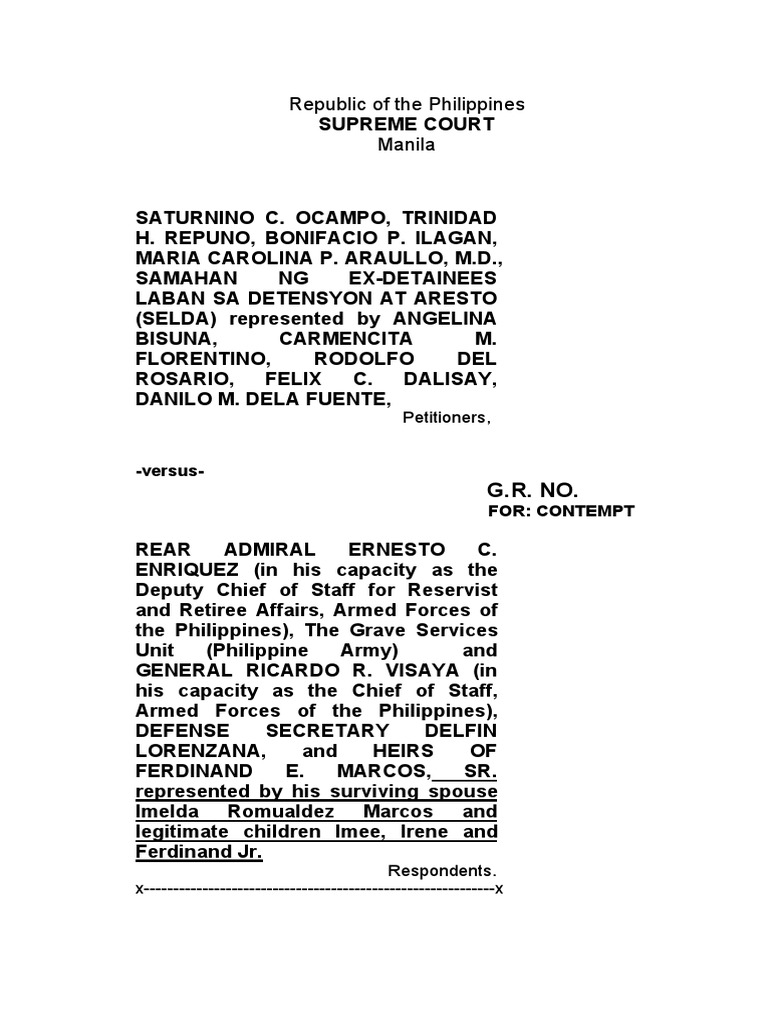 Petition For Contempt of Court | PDF | Contempt Of Court | Judgment (Law)