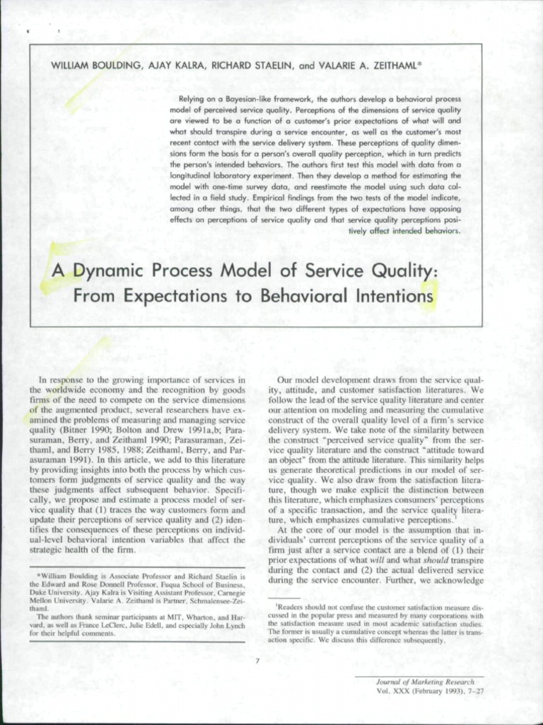 A Dynamic Process Model of Service Quality - From Expectation To ...