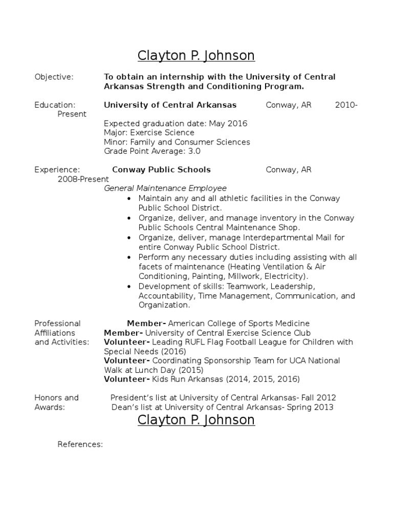 Resume For Class | PDF | Further Education | Wellness
