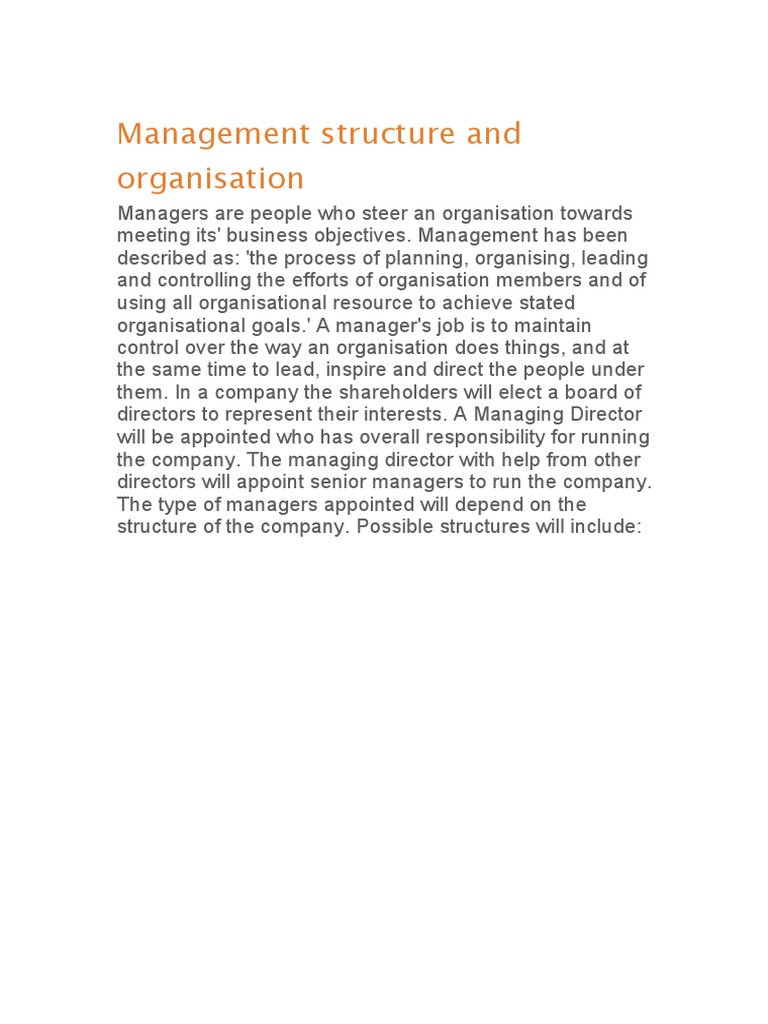 Management Structure and Roles Explained | PDF | Career & Growth | Business