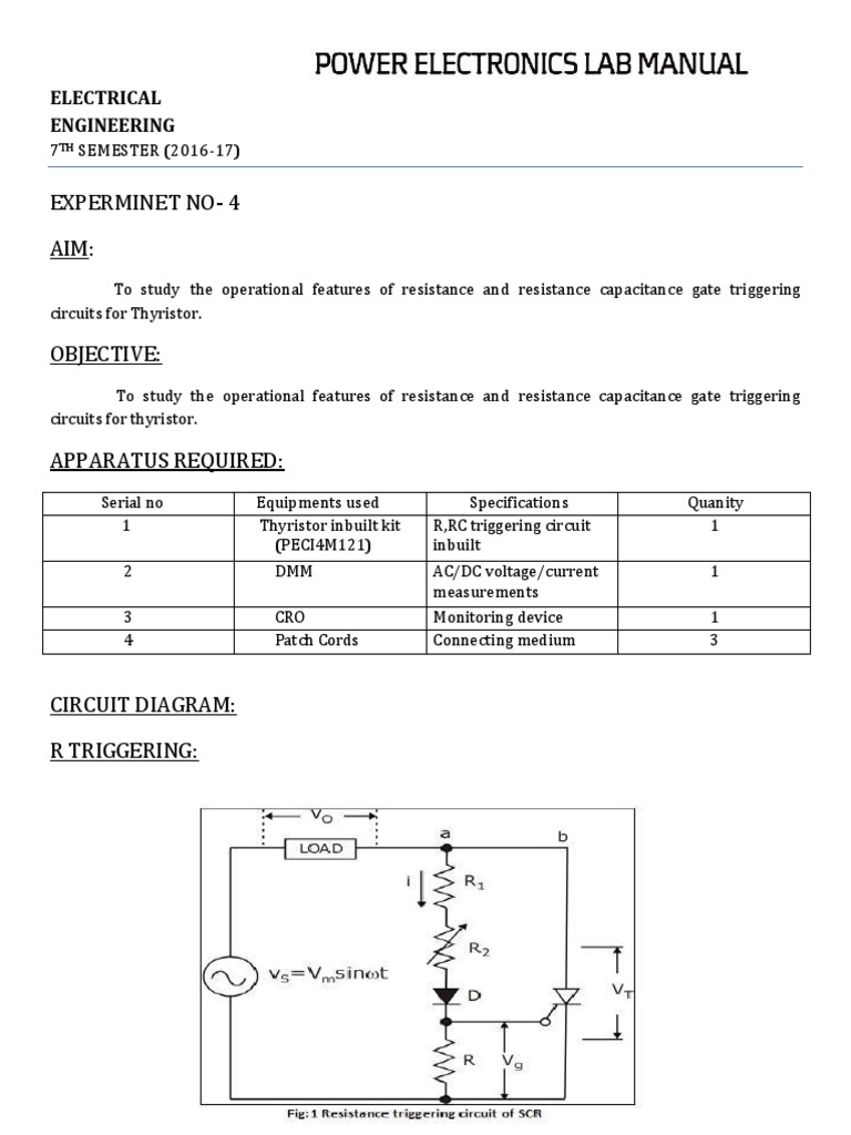 R RC Triggering of SCR | PDF | Capacitor | Electrical Network