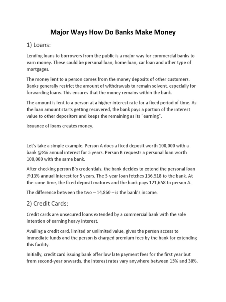 How Bank Makes Money | PDF | Loans | Banks