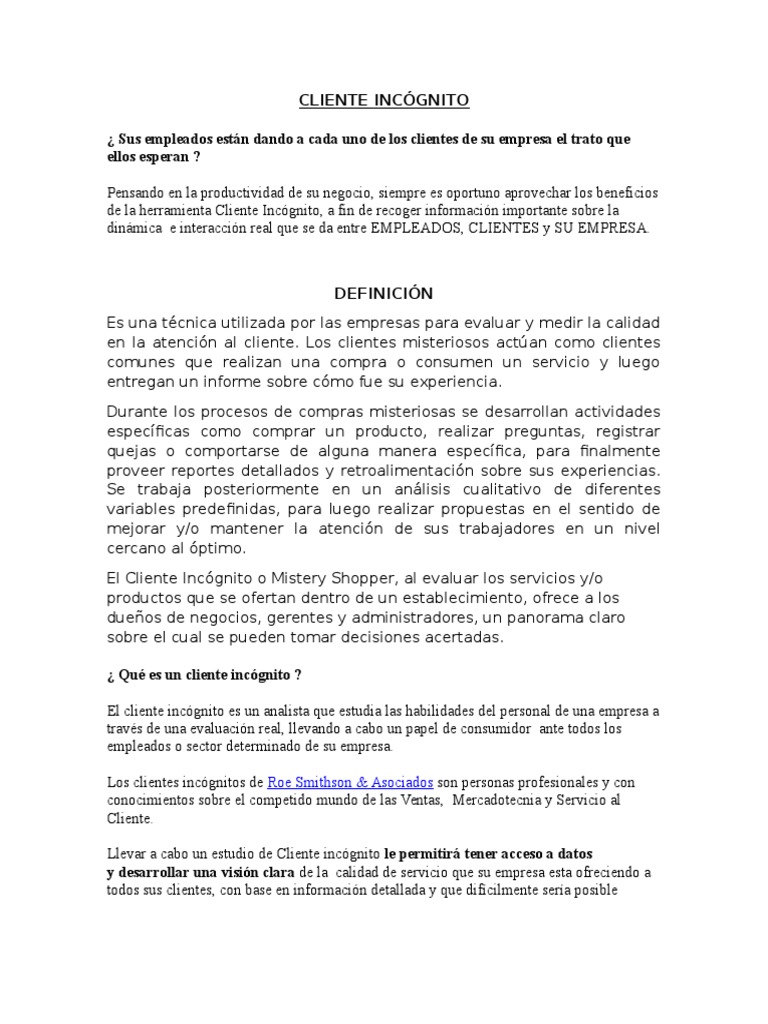 Cliente Incógnito | PDF | Marketing | Economias