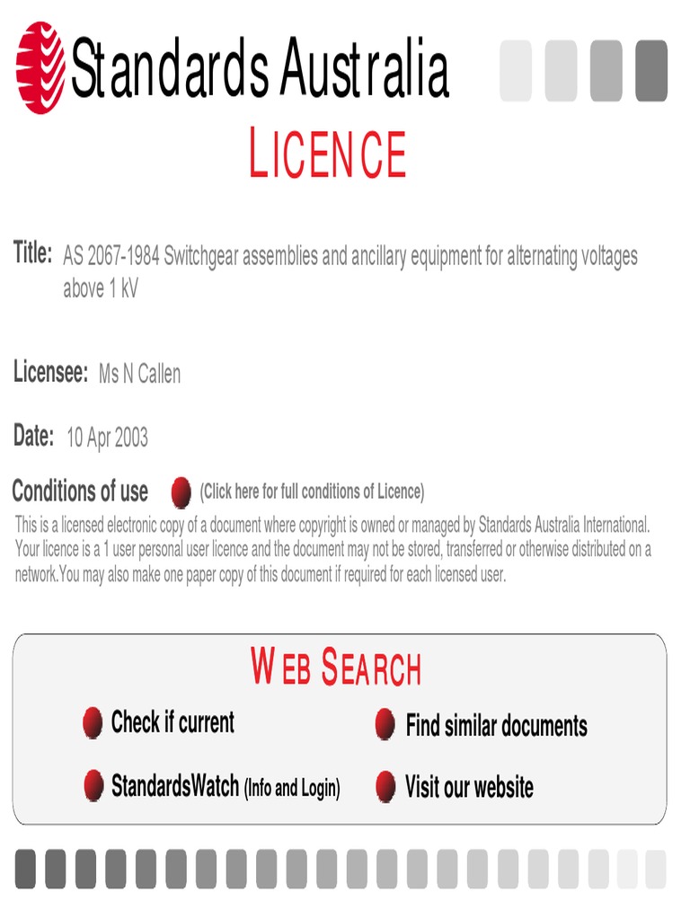 As 2067-1984 Switchgear Assemblies and Ancillary Equipment | PDF ...