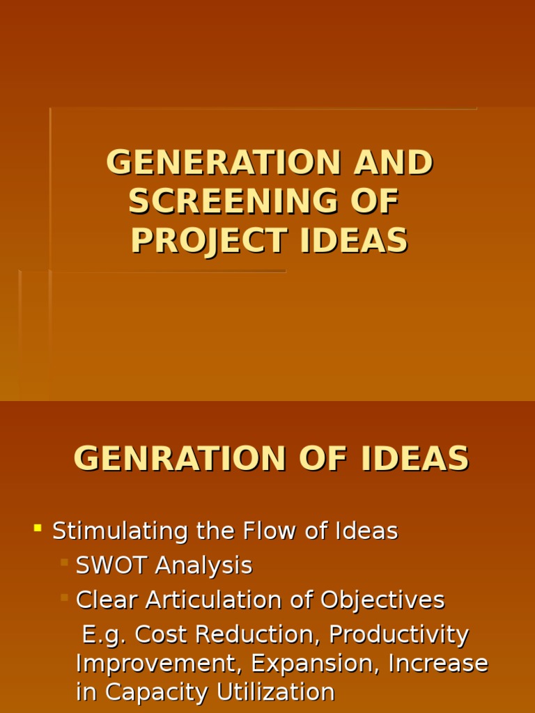 Generation and Screening of Project Ideas | PDF | Economic Growth | Exports