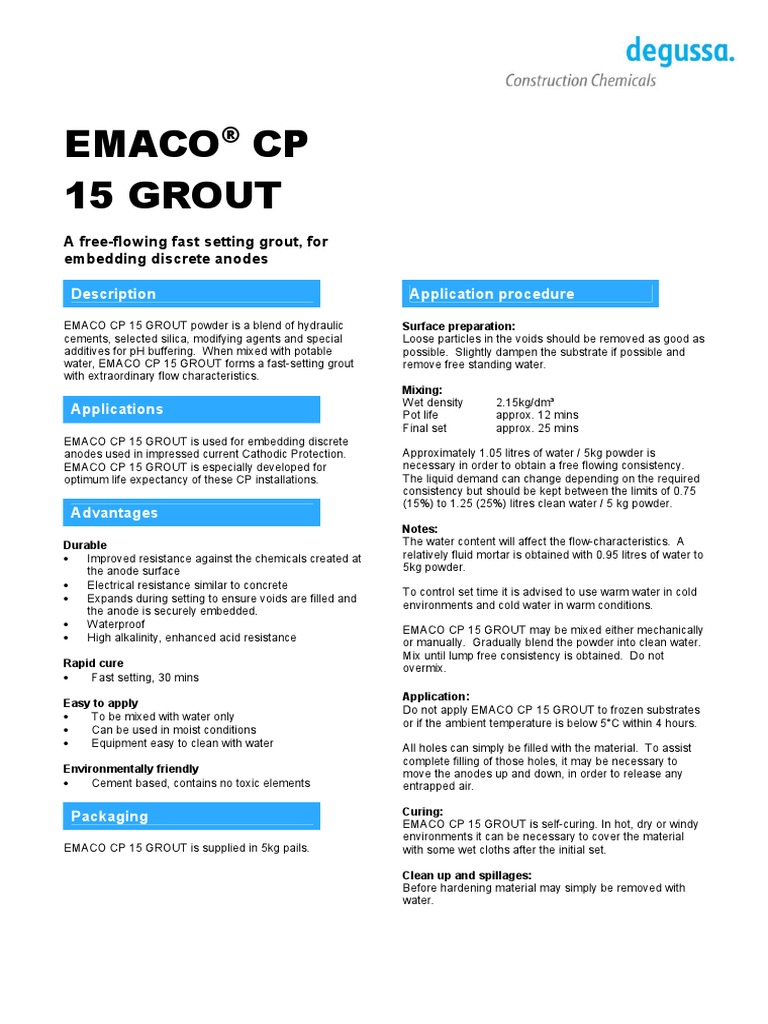TDS - Emaco CP15 Grout | Download Free PDF | Cement | Water