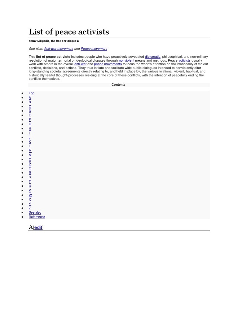 List of Peace Activists | PDF | Social Science