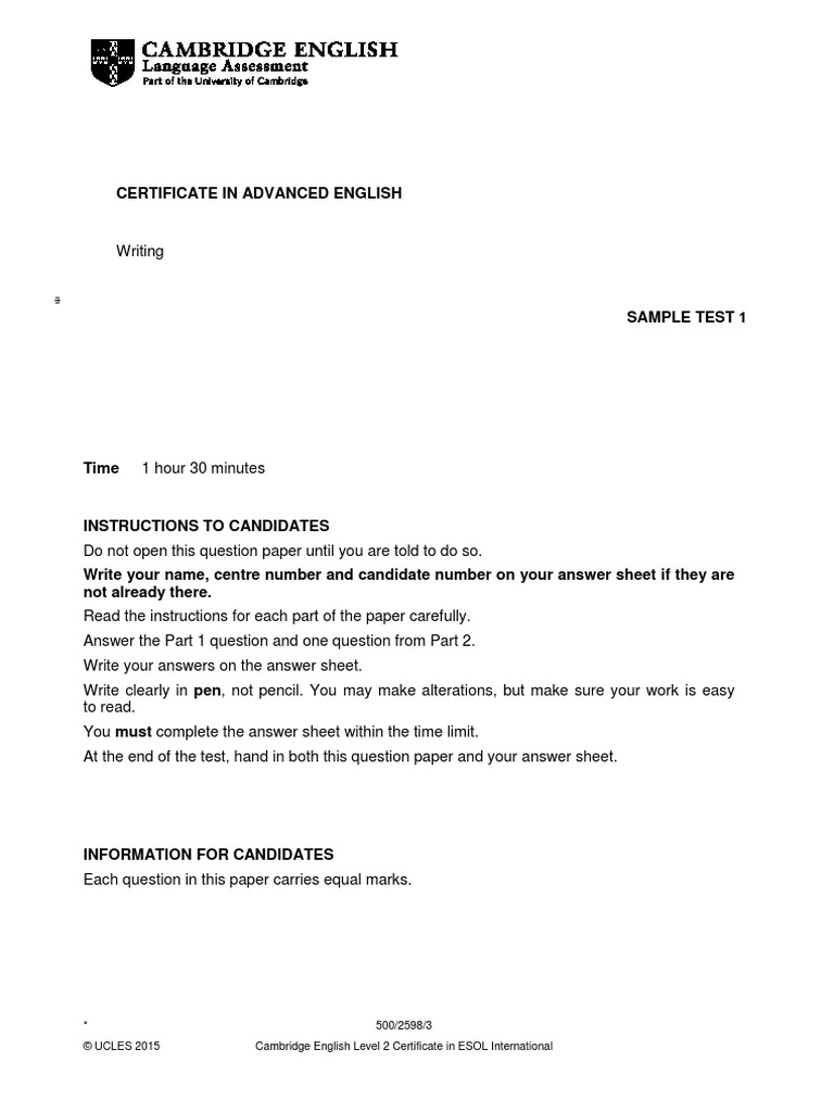 CAE Writing Test PDF | PDF