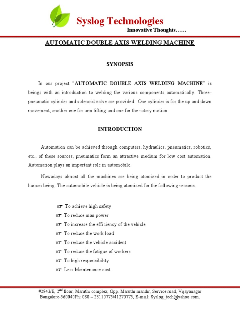Automatic Double Axis Welding Machine | PDF