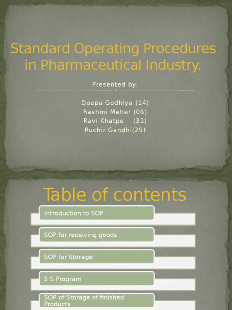 Sop | Warehouse | Pharmaceutical Drug