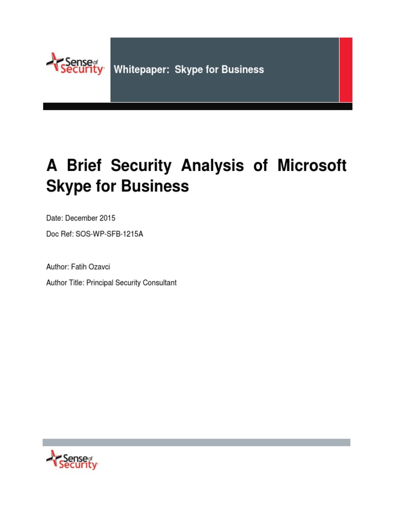 Skype for Business Security Analysis | PDF | Transport Layer Security ...
