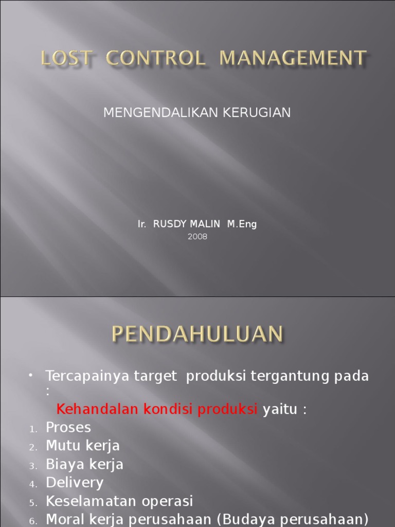 Loss Control Management (Mengendalikan Kerugian) | PDF